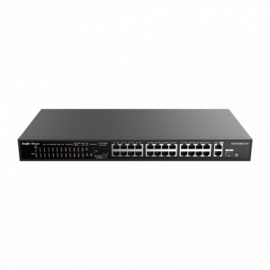 Ruijie (RG-ES126S-LP) Unmanaged Switch - 24 x 10/100 Base-X PoE+ Ports, 2 x Gigabit Ethernet ...